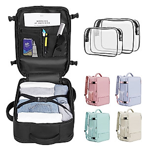 Getravel Travel Backpack For Women Men Airline Approved, Carry On Backpack, 17 inch Laptop Backpack, Waterproof Casual Outdoor Luggage Weedender Bag, Hiking Backpack(Black)