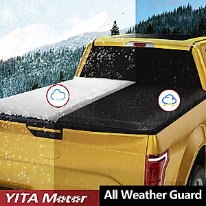 YITAMOTOR Soft Quad Fold Truck Bed Tonneau Cover Compatible with 2009-2014 Ford F150 F-150, Styleside 6.5 ft Bed