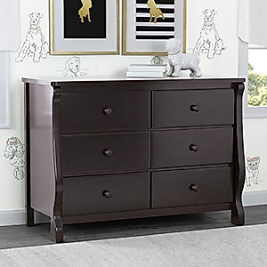 Delta Children Universal 6 Drawer Dresser, Greenguard Gold Certified, Dark Chocolate