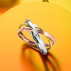 Ross-Simons Italian 14kt Tri-Colored Gold Rolling Ring. Size 10