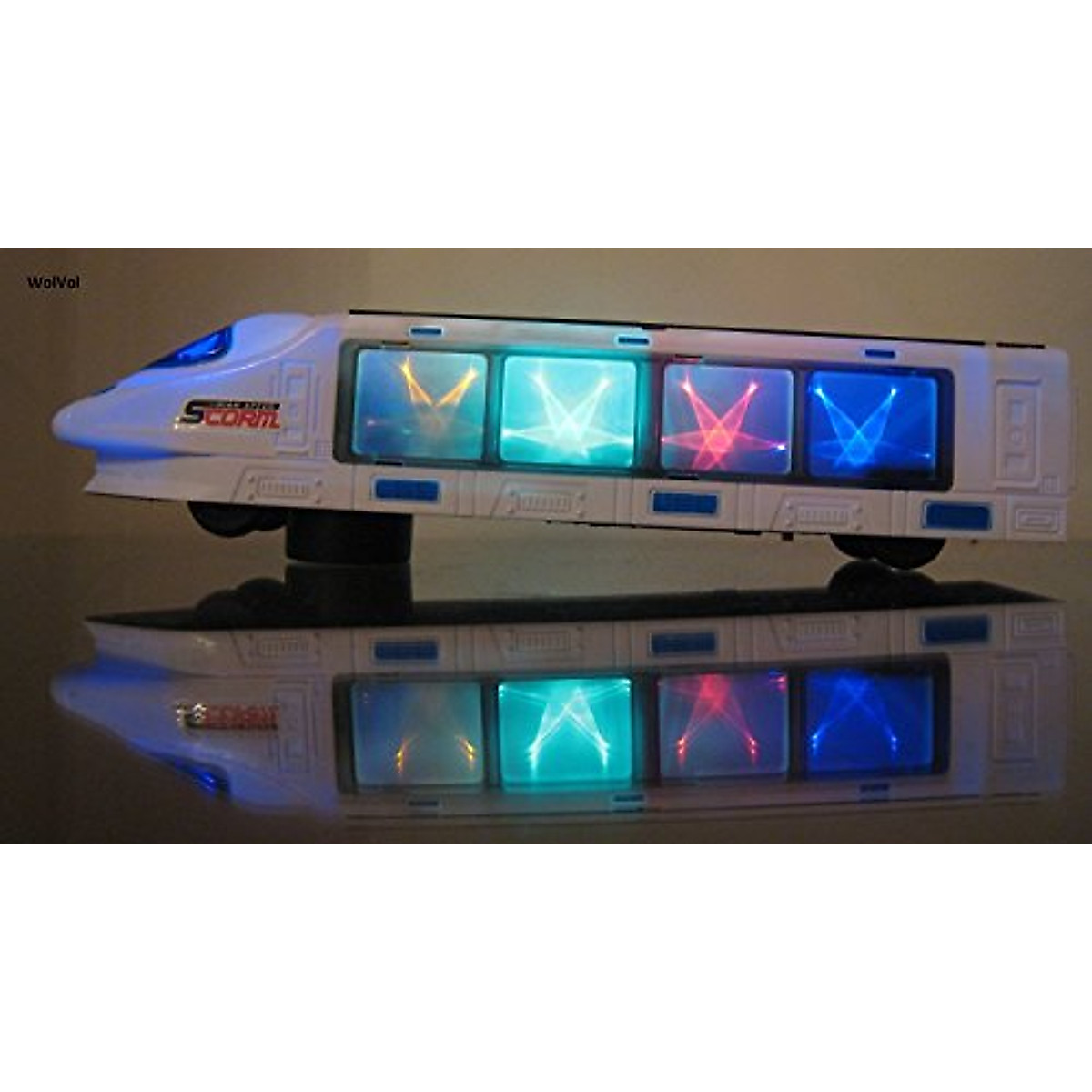 WolVolk Beautiful 3D Lightning Electric Train Toy for Kids with Music, goes Around and Changes Directions on Contact