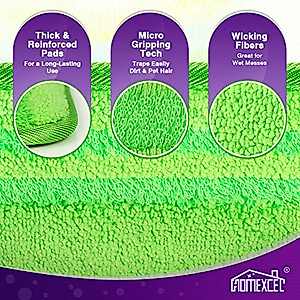 HOMEXCEL Microfiber Mop Pads Compatible with Swiffer Wet Jet,Reusable Machine Washable Swiffer WetJet Mop Pad Refills,Mop Head Replacements for Multi Surface Wet & Dry Cleaning,Pack of 2