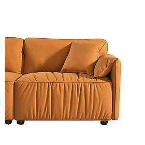 Lepfun Modern, 75.6" Couch, Large deep seat, loveseat with Hardwood Frame, mid-Century upholstered Sofa,Suitable for Living Room, Bedroom and Apartment (Orange)