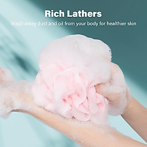 PENNIK 6 Pack Bath Sponge Shower Loofahs 60g Loofa Sponge Shower Balls, Mesh Loofahs Sponge Exfoliating Body Scrubber Bathroom Accessories for Women & Men - 6 Colors Bath Shower Loofahs Puff Pack