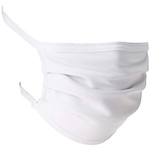 Gildan Adult Reusable 3-Layer Tie-On Cotton Face Mask (48 Pack), White (48 Pack), Adult: 6.5" x 7" (13" straps)