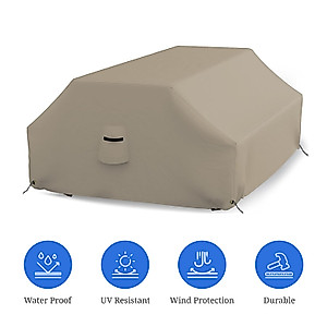 Covers & all Picnic Table Cover, 12 Oz Waterproof UV & Weather Resistant Protector, Outdoor Patio Table Bench Outside Furniture Cover with Air Vents & Drawstrings (72”L x 57”W x 30”H, Beige)