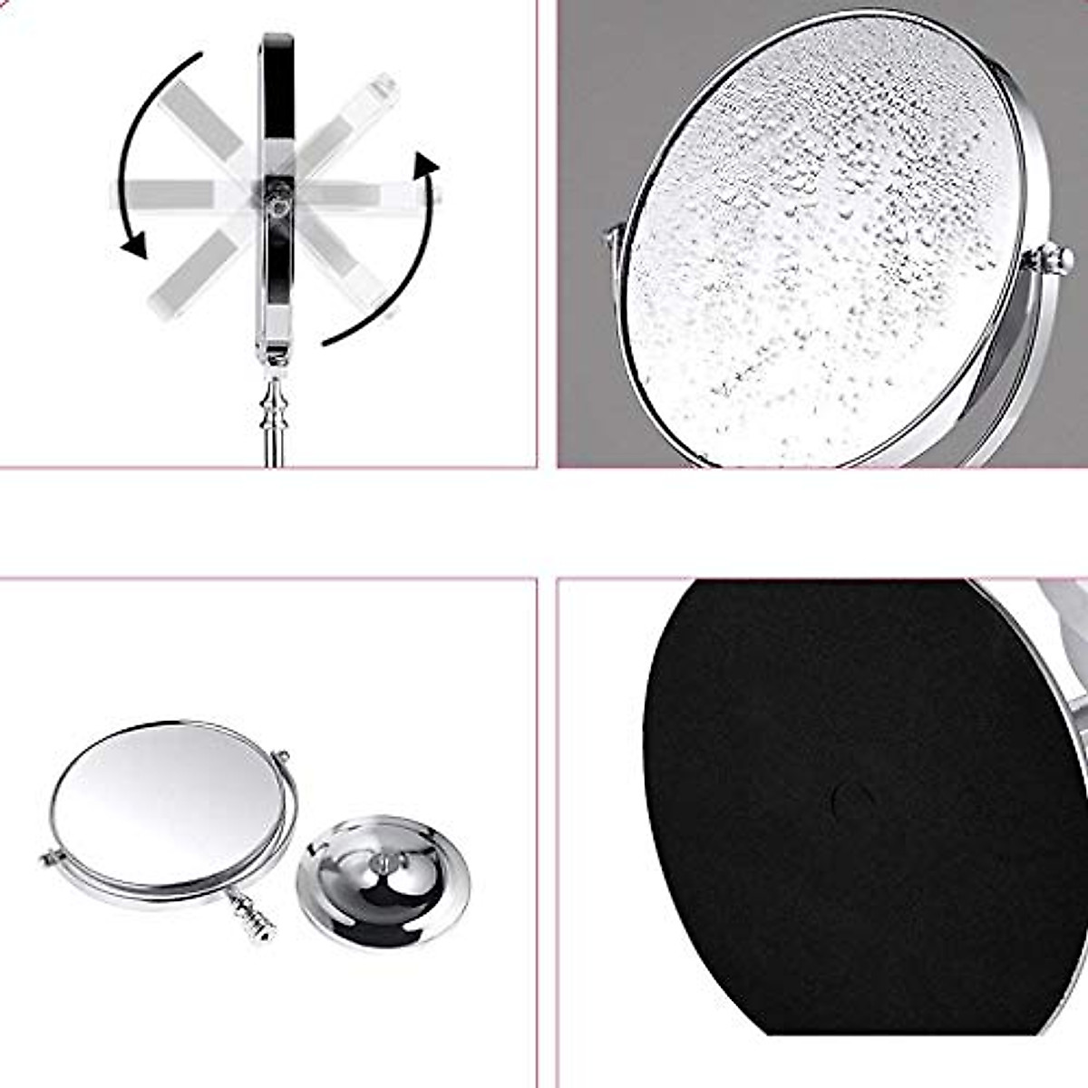 KXA Bathroom Mirror Make-up Mirror 3X Single and Modern Double Sided Circular Magnification 360 deg; Rotating Indoor Office HD Mirror Vanity Mirror Rice Mirror Princess Rice Mirror