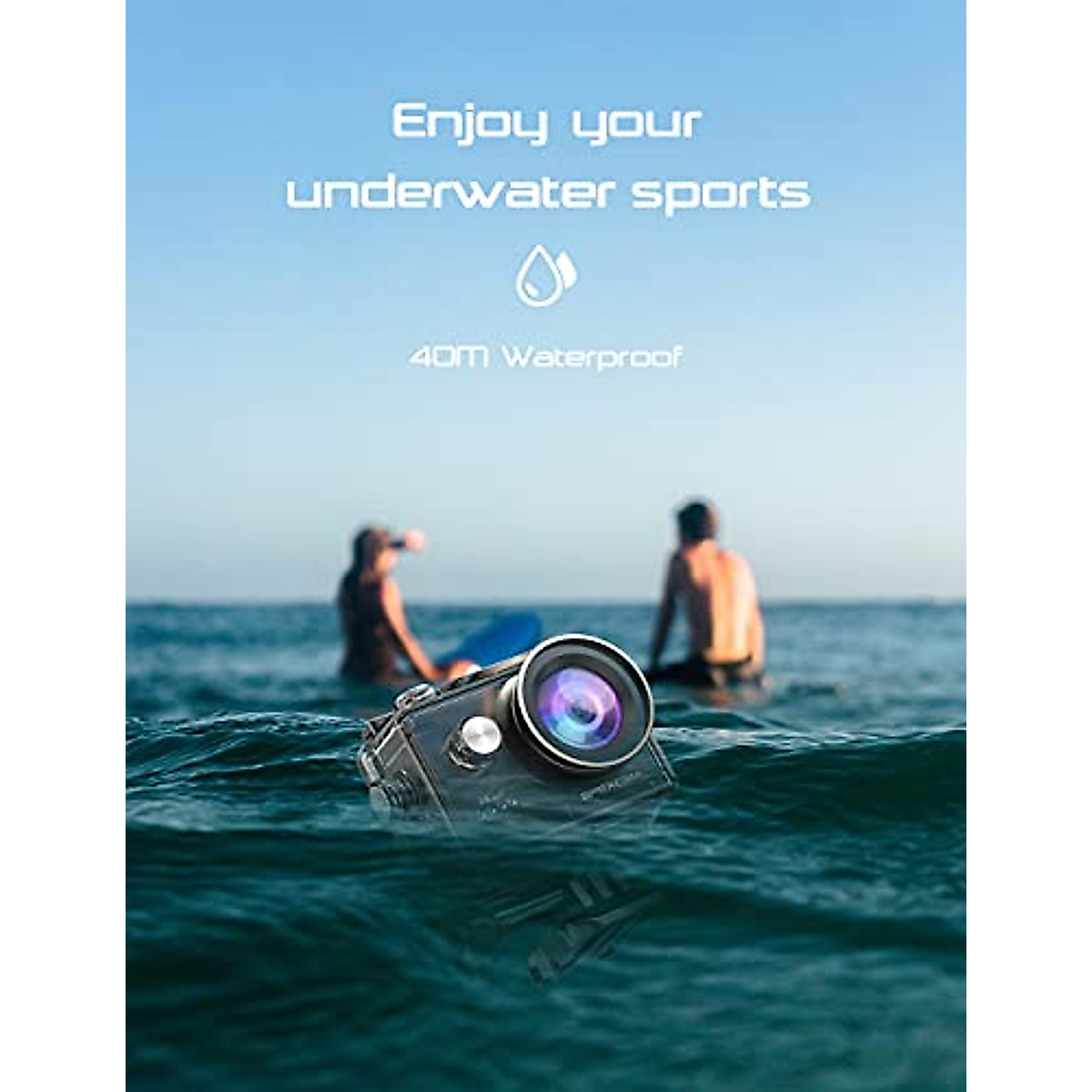 Apexcam Action Camera 4K Sports Camera 20MP 40M 170°Wide-Angle WiFi Waterproof Underwater Camera with 2.4G Remote Control 2 Batteries 2.0'' LCD Ultra HD Camera with Mounting Accessories Kit