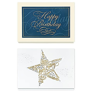 The Gallery Collection - Birthday Cards Assortment Box (35 Cards), Foil & Embossing (Birthday Formal)