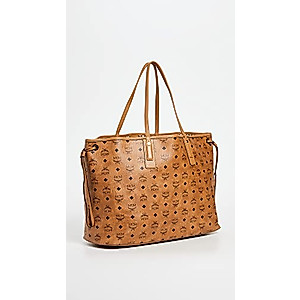 MCM Women's Liz Reversible Shopper Bag, Cognac, Brown, Graphic, Tan, One Size
