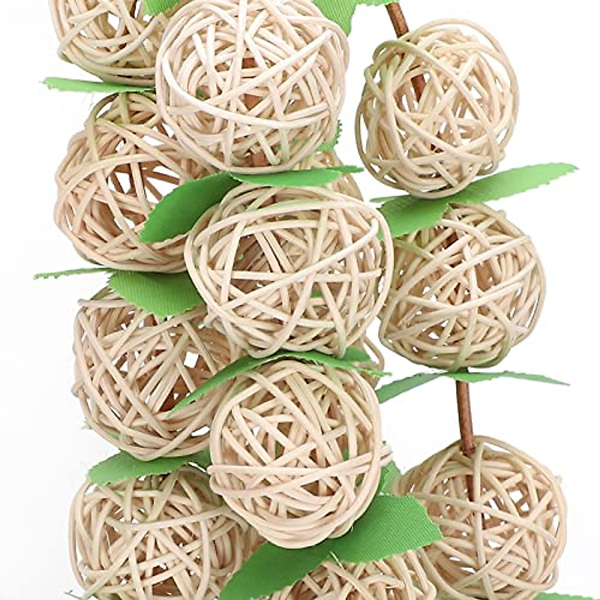 Bird Chewing Toys Rattan Ball String Parrots Swing Toy Foraging Shredder Toy Hanging Hammock Bell Swing Chewing Toy for Training and Playing Fetch(L-Wooden Color)