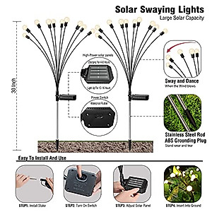 FRSTONA Solar Garden Lights 10LED Outdoor Waterproof Firefly Light Yard Decorative Solar Powered for Patio Pathway Flower Backyards 2 Pack
