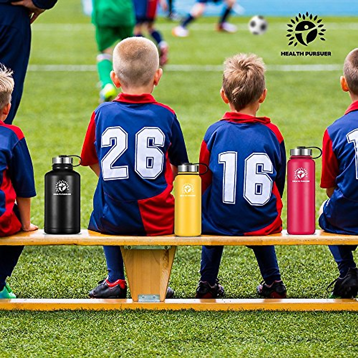 Stainless Steel Water Bottle/Thermos: ​40 Oz.​ Double Walled Vacuum Insulated Wide Mouth Travel Tumbler, Reusable BPA Free Twist Lid Bottles for Hot or Cold Liquid: Bonus Flip & Straw Lids - ​Black