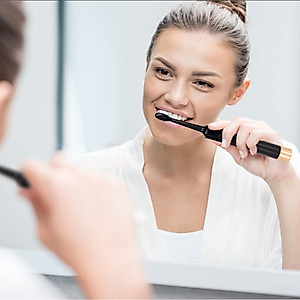 Goalie Rechargeable Electric Toothbrush with 9 Brush Heads & Anti-Loss USB Cable, 6 Modes, Medium Soft Bristles, Smart Timer, V1 Travel Version Black Set