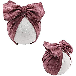 JIAHANG Baby Girl Velvet Big Hair Bow Turban Hat Oversized Bowknot Head Wrap Beanie India Cap Warm for Infant Toddlers 6PCS(bowknothat New)
