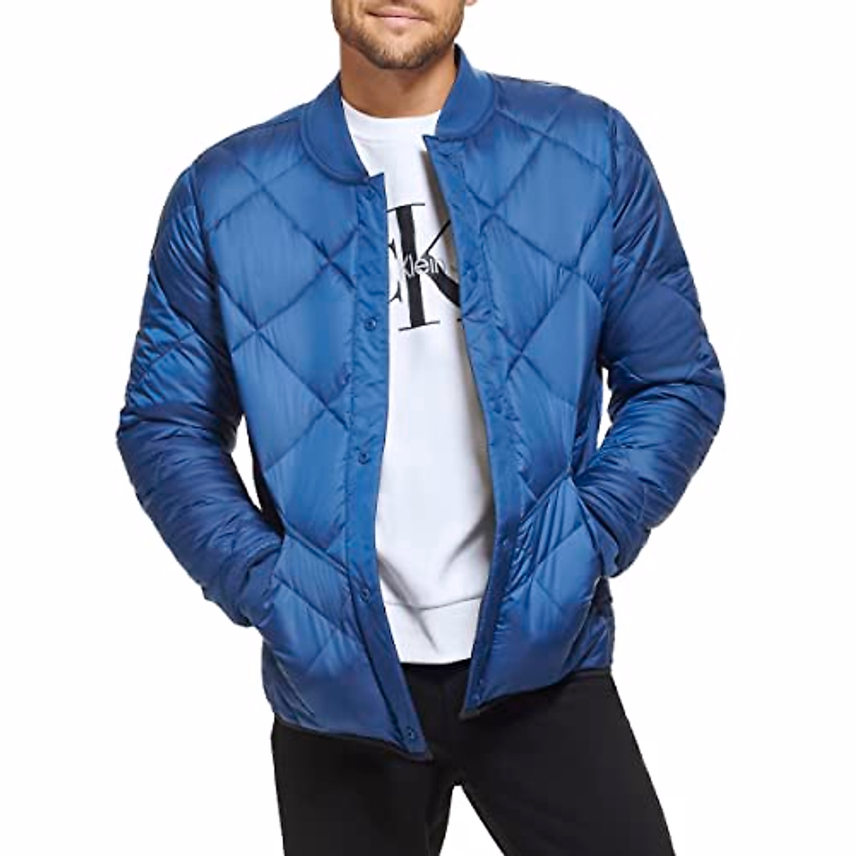 Calvin Klein Men's Reversible Diamond Quilted Jacket, True Navy, Medium
