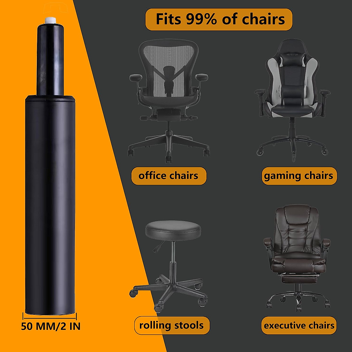 Ic Iclimetree Office Chair Cylinder Replacement - Heavy Duty Chair Gas Lift Cylinder, 5.5IN Class 4 Chair Hydraulic Cylinder for Gaming Chairs, Rolling Stools, Office Chair Accessories, Gas Cylinder