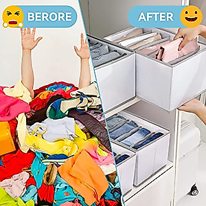 2 Pack Wardrobe Clothes Organizer, 5-7 Grids Clothes Organizer with Support Plate, Foldable Washable Clothing Drawer Organizer and Clothes Storage Box for Jeans, Thin Coat, Suit Pants, Pajamas