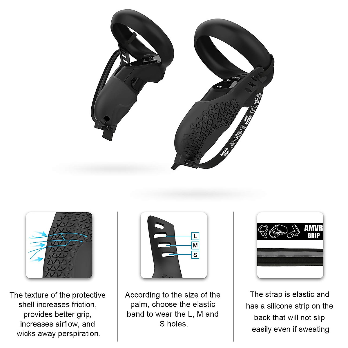 AMVR Touch Controller Grip Cover, Leather Fashion Travel Case, Face Silicone Cover Mask, VR Headset Display Stand, Lens Protect Pad, Nose Pad Replacement Accessories Gift Set for Oculus Quest 1