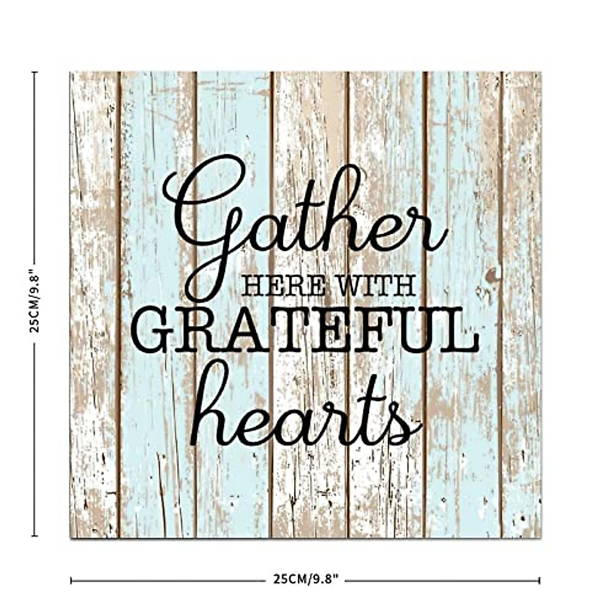 Gather Here With Grateful Hearts Brass Plaque On Wood Double Sided Wooden Signs Good Vibes Wood Sign No Fading Fashion Sports For Baby Shower 25cmx25cm