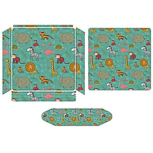Africa Animals Pattern Funny Sticker Skin Protector Full Print Slim Decal Covers for PS-4 Slim/PS-4 Pro Console & 2 Controller