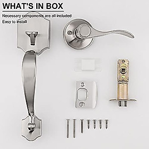 Knobonly Single Cylinder Handleset with Lever Handle for Interior Doors, Contemporary Hardware Single Cylinder Deadbolt Handle Set Satin Nickel, Reversible for Right/Left Handed Door