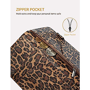 Server Book for Waitress Book with Zipper Pocket, 5x9 Leopard Magnetic Closure Server Wallet with Money Pocket and Zipper Pouch, Restaurant Waitstaff Organizer Fit Server Apron