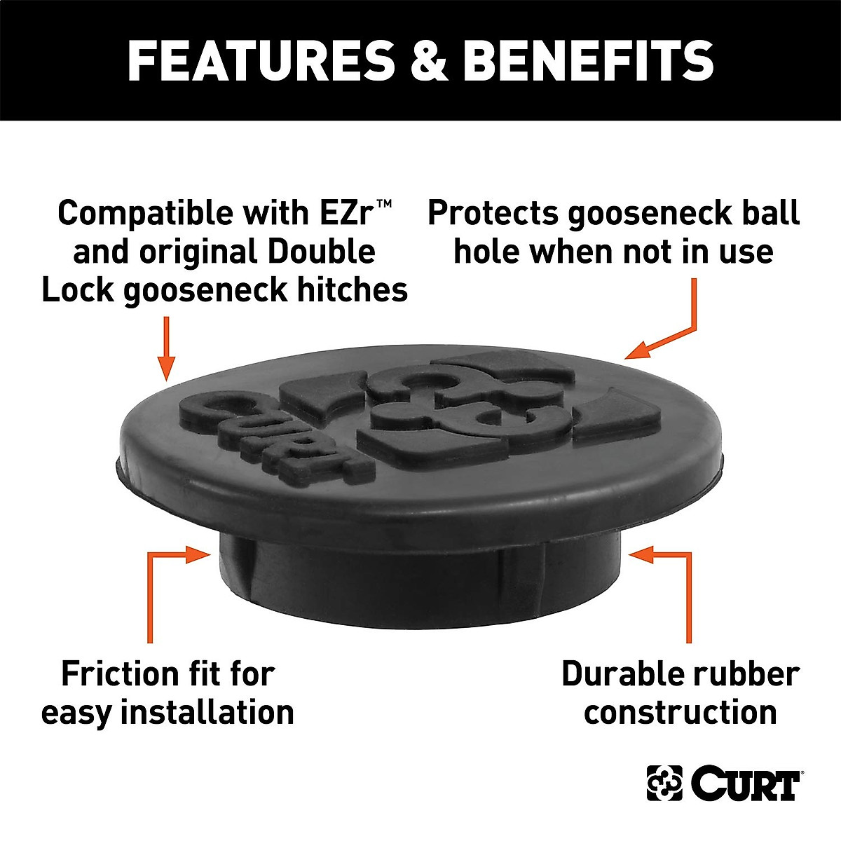 CURT 66165 Replacement Black Rubber Gooseneck Hitch Cover 1.25 inch