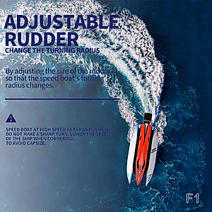 QIYHBVR Ready to Run, Remote Control Speed Boat F1 Electric RC Boat Top Speed 45KM/H Brushless Motor Excellent for Hobbies Player Adult Boys Age 14+