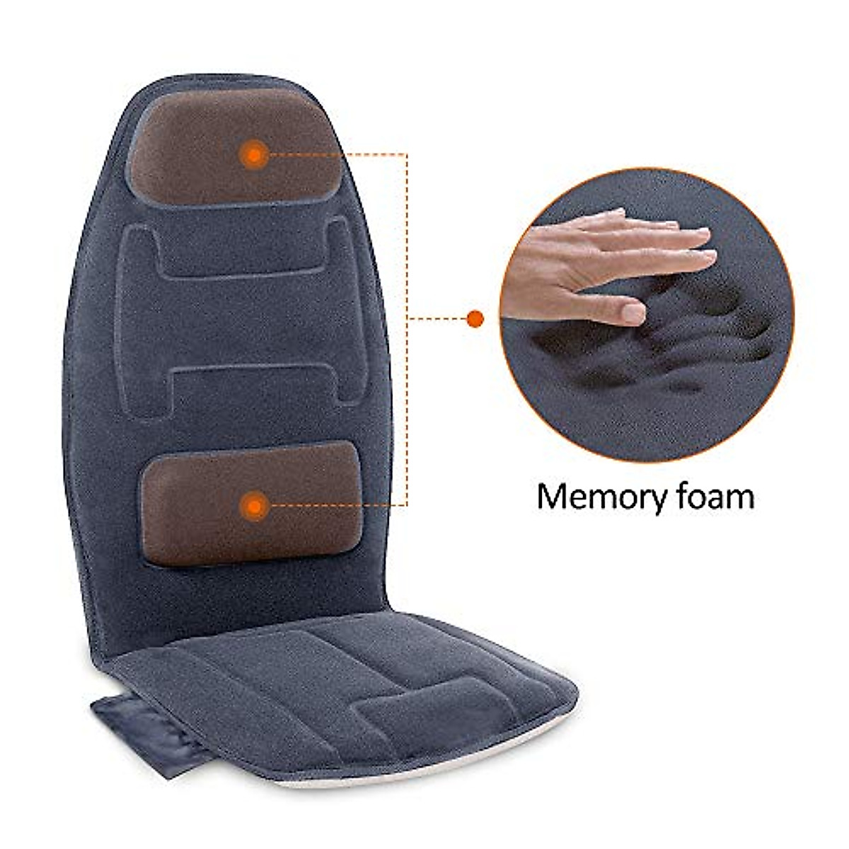 Snailax Massage Seat Cushion with Heat - Extra Memory Foam Support Pad in Neck and Lumbar,10 Vibration Massage Motors, 2 Heat Levels, Back Massager Chair Pad for Back