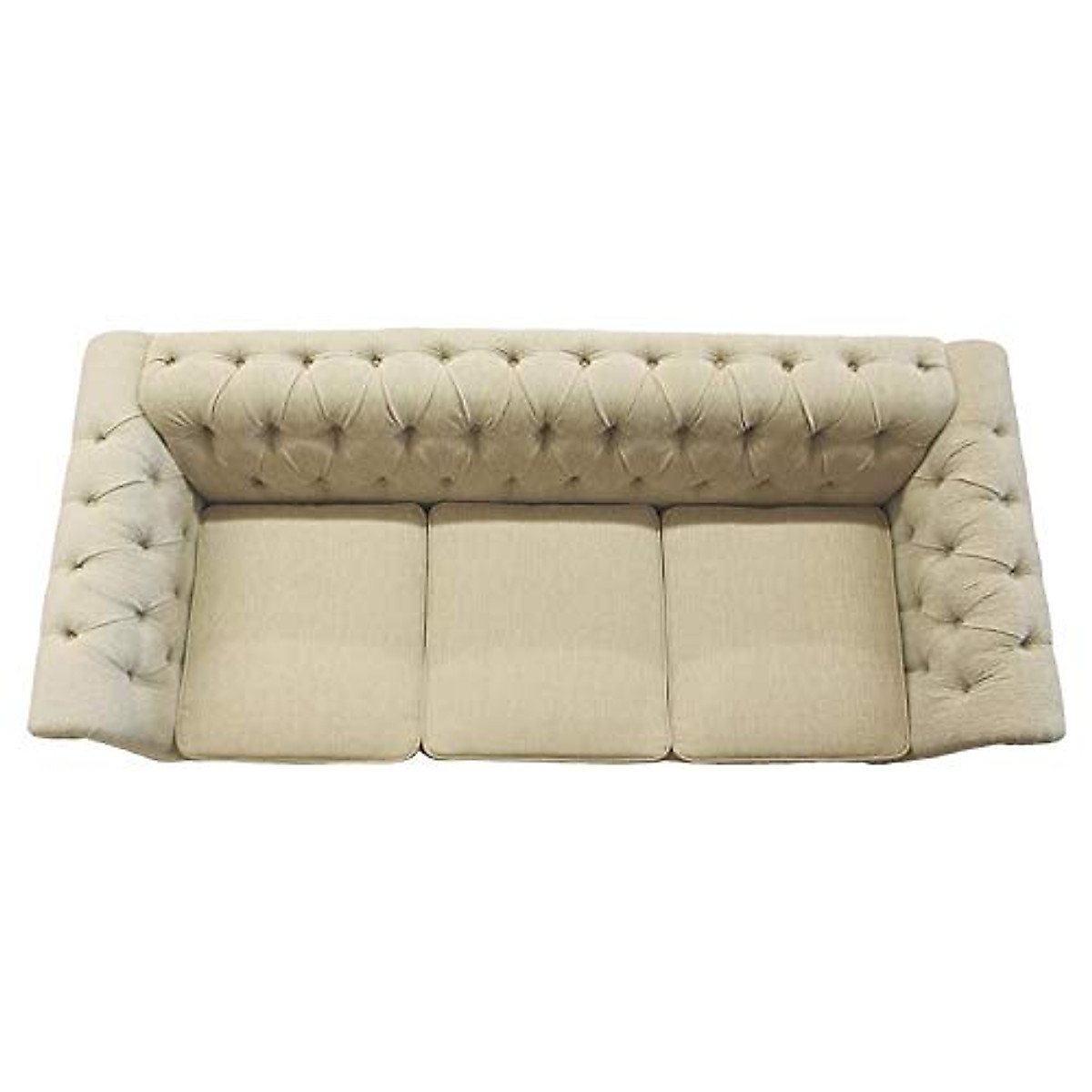 BOWERY HILL 17" Modern Linen Fabric Upholstered Button Tufted Sofa in Beige