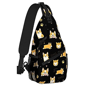 Corgis Crossbody Sling Backpack, Corgi Sling Bag Gifts, Dog Lover Single Shoulder Bag for Boys Girls Adults