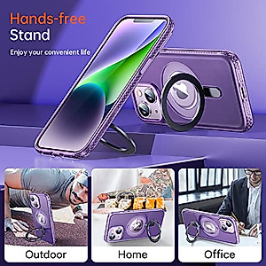 JUESHITUO for iPhone 14 Plus Case [Not Yellowing] [Military Grade Protection] [No.1 Strong Magnets] Magnetic Built-in Compatible with MagSafe Case 6.7 inch, Deep Purple