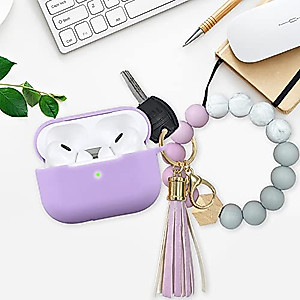 Case for AirPods Pro 2, AIIEKZ Cute AirPod Pro 2 Cover for Women Girls, Soft Silicone Case for Air Pods Pro 2nd Generation Wireless Charging Case with Beaded Bracelet Keychain (Lavender Purple)