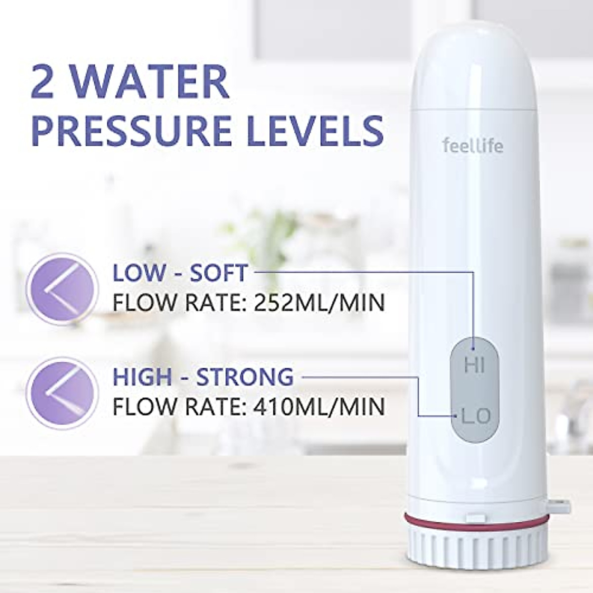 FEELLIFE Portable Bidet Travel Bidet for Women, Men, Baby, Pregnant, Old - Electric Handheld Bidet Sprayer Large Capacity for Personal Hygiene Cleaning with 2 Pressure Options