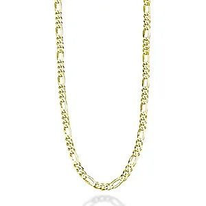 Miabella Solid 18K Gold Over Sterling Silver Italian 5mm Diamond-Cut Figaro Link Chain Necklace for Women Men, 925 Made in Italy (18 Inches (Small))