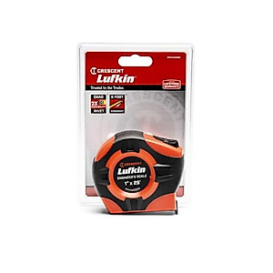 Crescent Lufkin 1" x 25' P1000 Series Hi-Viz® Orange Engineer's Yellow Clad A4 Blade Power Return Tape Measure - PHV1425DN