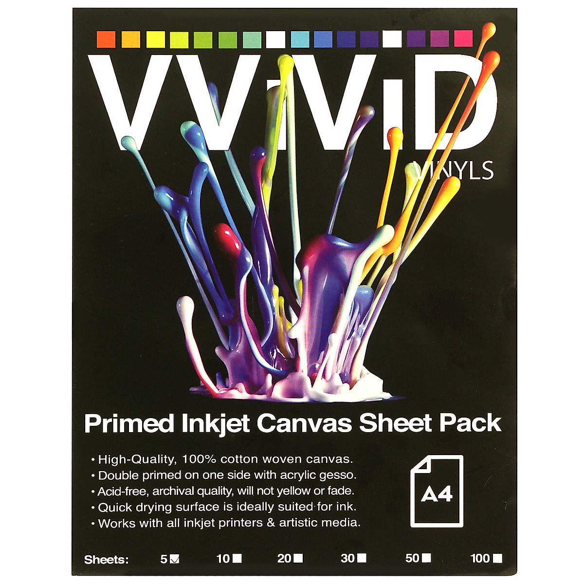 VViViD Inkjet Canvas 100% Real Printable Cotton LTR 8.5 X 11 125lbs. 340gsm 17mil (5 sheets)