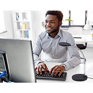 Bostitch Office LED Metal Gooseneck Desk Lamp, Flicker Free, Adjustable Head (VLED1800BK), Black