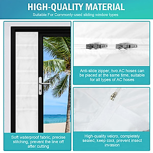 YoleShy Portable AC Window Seal for AC Unit, Portable AC Window Kit for Portable Air Conditioner Window Seal 25X102~160 cm AC Window Vent Kit with Zip and Adhesive Fastener AC Unit Window Seal