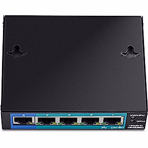 TRENDnet 5-Port Unmanaged Gigabit PoE+ Switch, 4 x Gigabit PoE+, 1 x Gigabit Port, 10Gbps Switching Capacity, 35W PoE Power Budget, Metal Network Ethernet Switch, Fanless, Black, TE-GP051