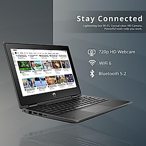 HP 2022 11.6" Pro x360 Fortis G9 Multi-Touch 2-in-1 Laptop, Intel pentium N6000 Processor, 8GB RAM, 128GB SSD, Intel UHD Graphics, 720p Webcam, Stylus Pen, Win 10 Pro, Black.