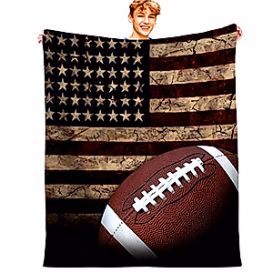 Soft Fleece Baseball Football Throw Blanket, Cozy Sherpa Warm Fuzzy Thick Bed Couch Sofa Blankets for Sport Fans Kids Adults Gifts 60"x 50" (Football-Brown)
