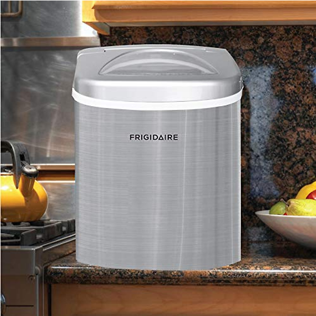 Frigidaire EFIC118-SILVER-KL Ice Maker Machine, Compact Countertop, Silver Medium