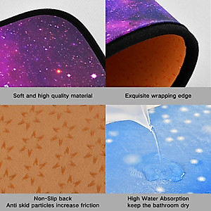 Galaxy Starry Sky Purple Kitchen Rugs and Mats 2 Pieces Anti Fatigue Kitchen Rug Set Non-Slip Bath Mat Entry Floor Carpet Entrance Door Mat Runner 20"x28"+20"x47"