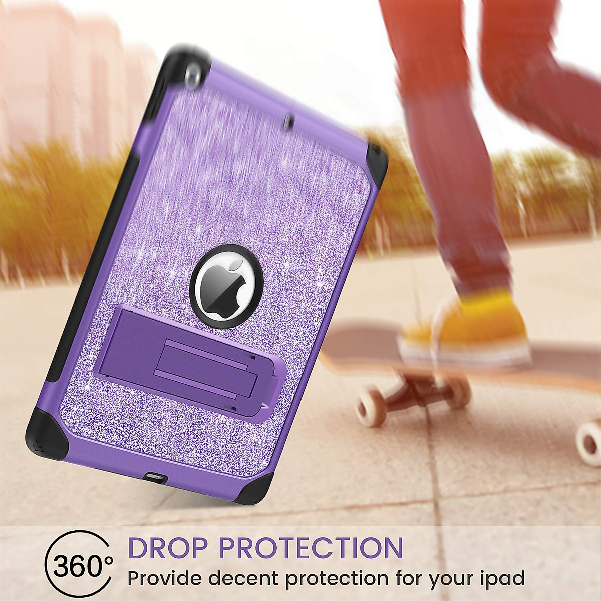 BENTOBEN for iPad 9th Generation Case with Kickstand, iPad 8th / 7th Generation Case Glitter Sparkly 3 Layers Shockproof Full Body Protective Girls Tablet Cover for iPad 10.2" 2021/2020/2019,Purple