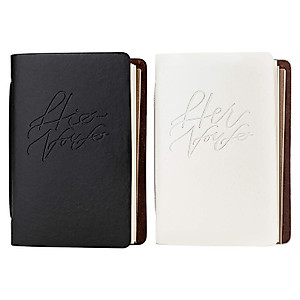 Calculs Handcrafted Wedding Vows Book Bridal Gifts Set of 2 Authentic Cowhide Cover with His and Her Vows Stamping