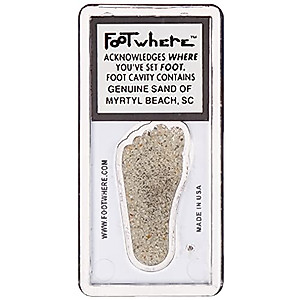 Myrtle Beach FootWhere Magnet (MBSC201 - Beachfront). Authentic Destination Souvenir acknowledging Where You've Set Foot. Genuine Soil of Featured Location encased Inside Foot Cavity. Made in USA