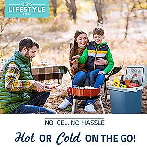 Lifestyle by Focus Electric Travel Cooler/Warmer Portable Camping Cooler Hard Cooler Ice Chest for Car, Home, Beach, Fishing, Camping, Party (Blue) - 34 Quart, Holds 48 cans