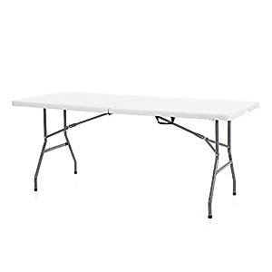 Plastic Development Group 806 Outdoor/Indoor 6 Foot Fold in Half Plastic Resin Folding Banquet, Dining, Card Table, White